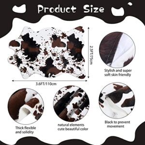 Remagr 3 Pcs Cow Print Rug and Cowhide Pillowcase Set 3.6x2.5ft Faux Cowhide Area Carpet Faux Cow Hide Rug Faux Cow Mat Cow Print Pillows for Living Room Bedroom Office Western Decor