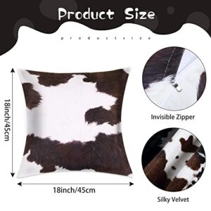 Remagr 3 Pcs Cow Print Rug and Cowhide Pillowcase Set 3.6x2.5ft Faux Cowhide Area Carpet Faux Cow Hide Rug Faux Cow Mat Cow Print Pillows for Living Room Bedroom Office Western Decor