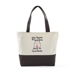 cafepress what happens at grandmas canvas tote top zipper closure