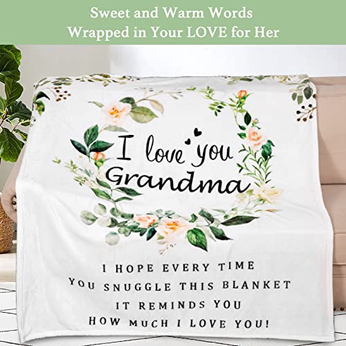 Gifts for Grandma, Grandma Birthday Gifts, Grandma Gifts, for Grandma, Great Grandma Gifts, I Love You Grandma Blanket, Soft Throw Blanket 60" x 50", White