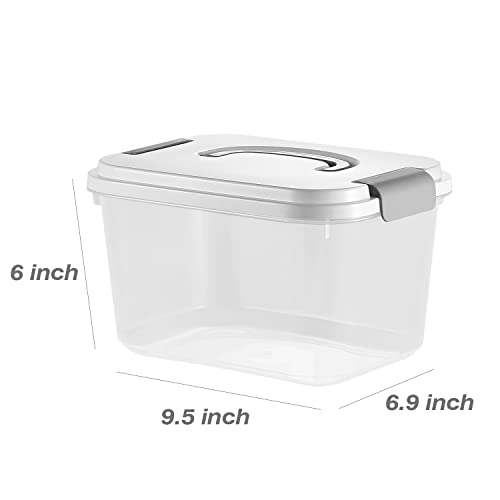 YYXB 8 Pack Clear Latch Box/Bins with Handle and Lid, Plastic Stackable Latching Box for Storage, Multi-Purpose, 5L/5.5 Quart