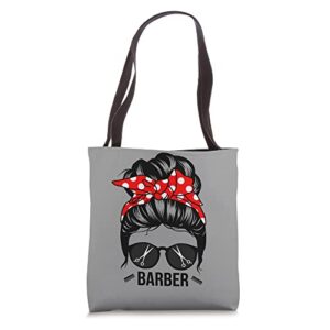 barber messy bun hair funny barber tote bag