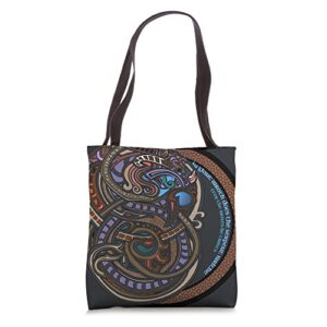 norse art viking myth ragnarok jormungand midgard serpent tote bag