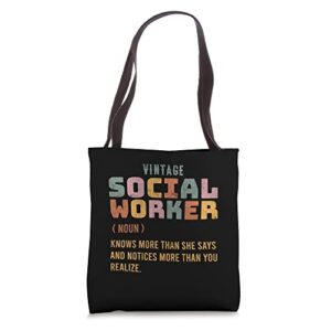 funny vintage social worker definition – social work women tote bag