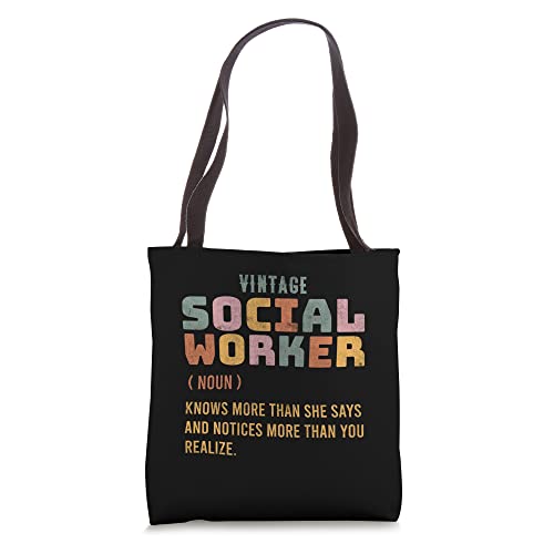 Funny Vintage Social Worker Definition - Social Work Women Tote Bag