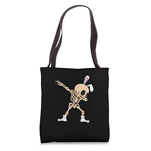 Happy Easter Funny Dabbing Bunny Skeleton Hunting Eggs Seaso Tote Bag