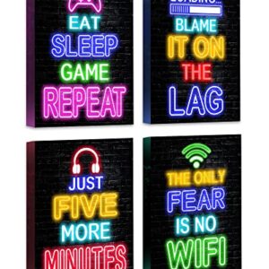 Drsoum Video Game Room Decor for Boys - Gaming Wall Art - Neon Gaming Room Decor - Game Poster FRAMED 8"x10" - Gamer Wall Decor - Teenage Boy Room Decor