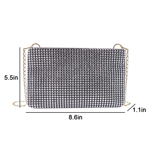 Caviotess Bling Rhinestone Evening Bag for Women Crystal Crossbody Bag Clutch Purse for Party Wedding