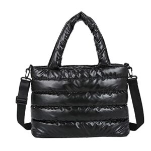 jqwsve puffer tote bag fashion quilted crossbody bags for women puffer bag solid color down padded shoulder bag with zipper