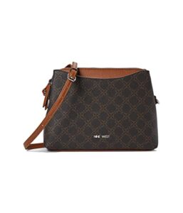 nine west calandra mini dome crossbody brown logo one size