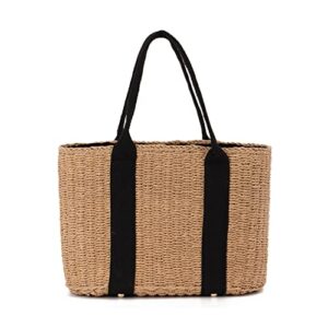 ynport women large straw tote bag summer beach handles handbag handwoven hobo shoulder bags purse for travel shopping