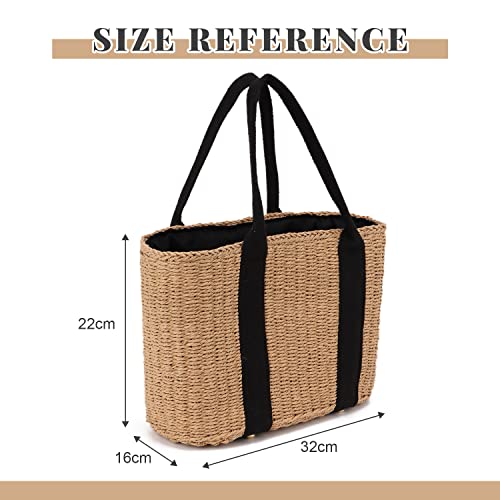 Ynport Women Large Straw Tote Bag Summer Beach Handles Handbag Handwoven Hobo Shoulder Bags Purse for Travel Shopping