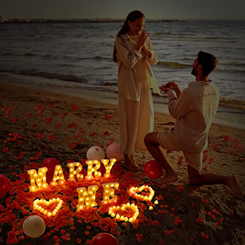 4115 Pcs Marry Me Sign Proposal Decorations 7 Pcs Light up Marry Me Sign 48 Pcs Heart Led Candle Tealight 4000 Pcs Red Artificial Rose Petal 60 Pcs Balloons for Romantic Night Party Wedding