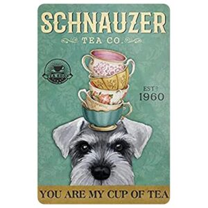 geuuki metal sign schnauzer tea sign vintage signs retro aluminum tin sign for kitchen home office bar cafe decor 8×12 inches