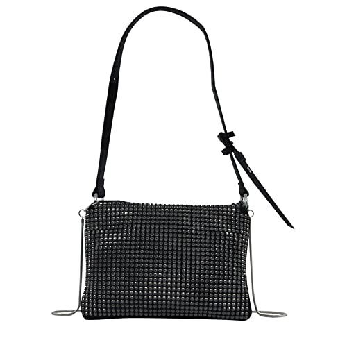 RARITYUS Women Shiny Rhinestone Crossbody Bag Fashion Purse Sparkly Evening Bag Clutch Handbag with Metal Chain