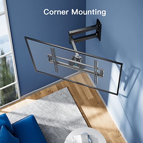 PERLESMITH Floating Wall Mounted Shelf Double AV Shelf & PERLESMITH TV Wall Mount Swivel Tilt for 32-55 inch