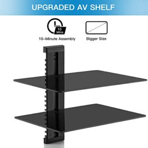 PERLESMITH Floating Wall Mounted Shelf Double AV Shelf & PERLESMITH TV Wall Mount Swivel Tilt for 32-55 inch