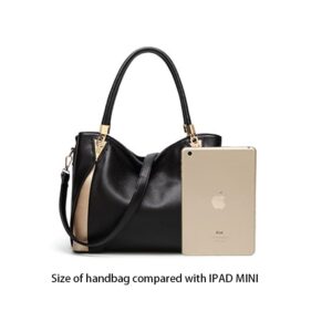 Handbags for women PU Leather Shoulder Bag Large Crossbody Purse Ladies Tote Bags with Adjustable Shoulder Strap (black)