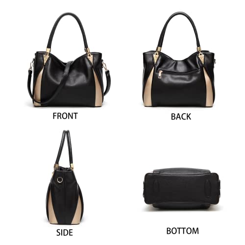 Handbags for women PU Leather Shoulder Bag Large Crossbody Purse Ladies Tote Bags with Adjustable Shoulder Strap (black)