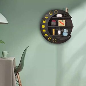 ＫＬＫＣＭＳ Moon Hanging Shelf Wall Mounted Storage Floating Shelves for Bedroom Plants , Black