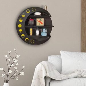 ＫＬＫＣＭＳ Moon Hanging Shelf Wall Mounted Storage Floating Shelves for Bedroom Plants , Black