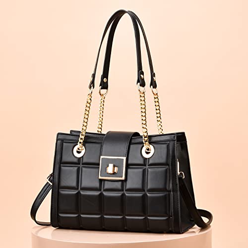 XIAOYU Shoulder Handbags for Women Fashion Purses with Chain Strap Ladies Satchel Crossbody bags (2-Black)