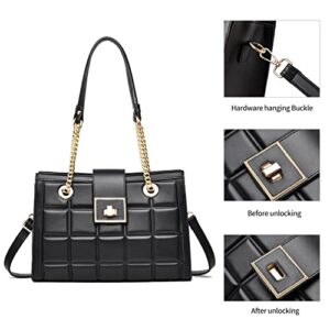 XIAOYU Shoulder Handbags for Women Fashion Purses with Chain Strap Ladies Satchel Crossbody bags (2-Black)