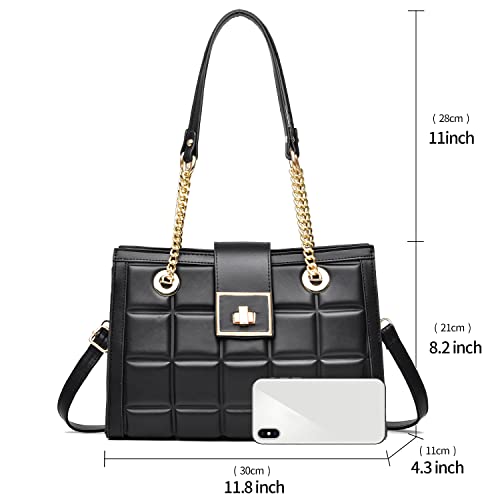 XIAOYU Shoulder Handbags for Women Fashion Purses with Chain Strap Ladies Satchel Crossbody bags (2-Black)