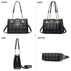 XIAOYU Shoulder Handbags for Women Fashion Purses with Chain Strap Ladies Satchel Crossbody bags (2-Black)