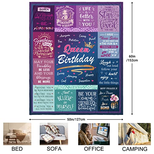 Birthday Gifts For Women - 50"x60" Throw Blanket, Daughter/Grandma/Mom Birthday Gifts, Birthday Gifts For Wife Girlfriend, Birthday Gift For Women, Womens Birthday Gifts, Birthday Decorations Blankets