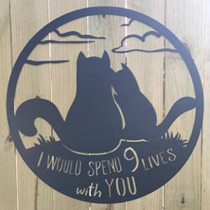 RealSteel 9 Lives Together Cats – Room Décor - Gift for Cat Lovers – Outdoor Wall Decoration – For Husband or Wife (Black, 12")