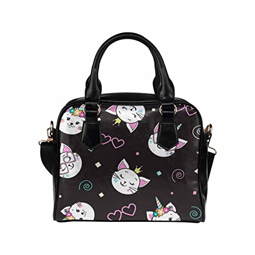 InterestPrint Cute Funny Cat Unicorn Womens Casual Bag Shoulder Satchel Bag Handbag