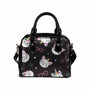 InterestPrint Cute Funny Cat Unicorn Womens Casual Bag Shoulder Satchel Bag Handbag