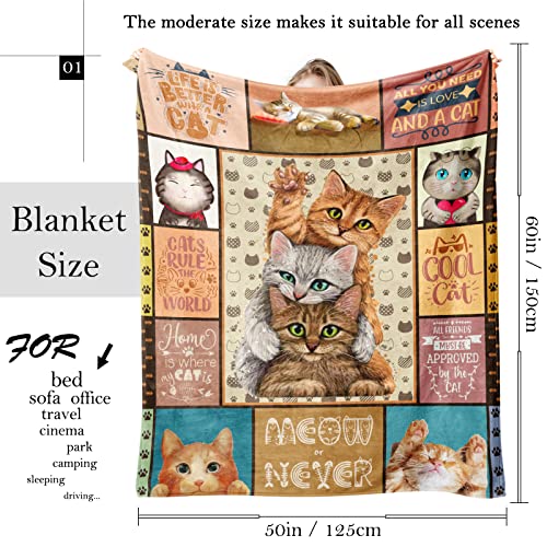 Cat Gifts for Cat Lovers Blanket 60"x50", Cat Lover Gifts for Women Blankets, Cat Mom Gifts for Women, Funny/Crazy/Cool Cat Themed Lady Gifts for Girls, Christmas/Birthday Gift Ideas for Cat Lover