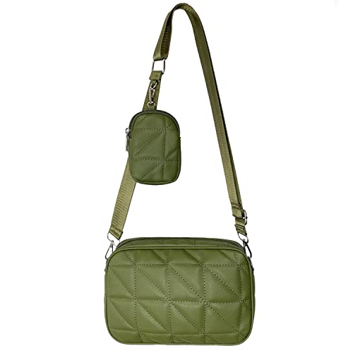 lifwimner Crossbody Bags for Women with Coin Purse Pouch Small Quilted Shoulder Clutch Handbags 2 Size Bags(Armygreen)