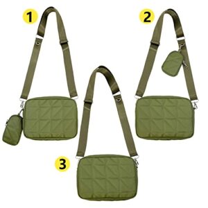 lifwimner Crossbody Bags for Women with Coin Purse Pouch Small Quilted Shoulder Clutch Handbags 2 Size Bags(Armygreen)