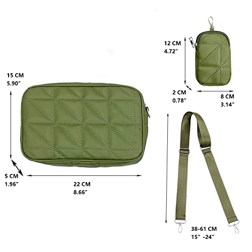 lifwimner Crossbody Bags for Women with Coin Purse Pouch Small Quilted Shoulder Clutch Handbags 2 Size Bags(Armygreen)