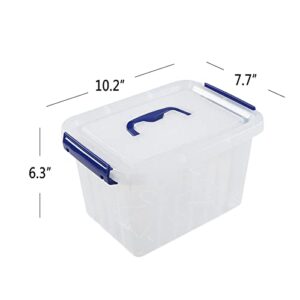 Nesmilers 6 Liter Clear Plastic Storage Box Tote Bins with Lids Set of 4