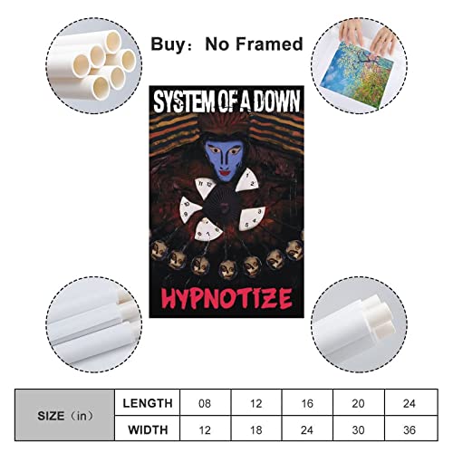 System of A Down Poster Hypnotize Album Music Poster Posters for Room Aesthetic Canvas Wall Art Bedroom Decor 12x18inch(30x45cm)