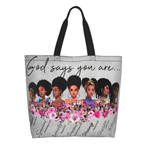 afro women tote bags african american shoulder bag black girl satchel handbags for shopping work grocery gym