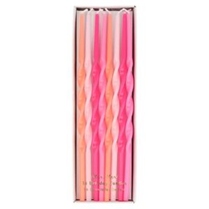 meri meri pink twisted long candles (pack of 16)