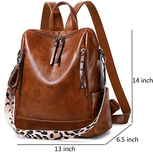 sqlp Leather Backpack Purse for Women Small Size Ladies Fashion Everyday Travel Shoulder Bags Student Bag Brown