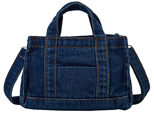 Obosoyo Womens Denim Handbag Shoulder Lady Crossbody Bag Tote Messenger Satchel Purse Small Square Bag for Teen Girls Women