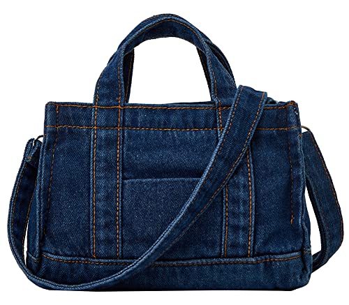 Obosoyo Womens Denim Handbag Shoulder Lady Crossbody Bag Tote Messenger Satchel Purse Small Square Bag for Teen Girls Women