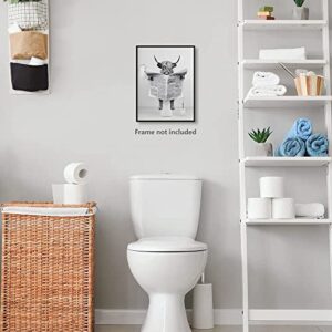 Cow Bathroom Poster Wall Art Print,Black and White Cute Funny Cow Canvas Posters Farmhouse Bathtub Bathroom ,Wall Art Canvas for Living Room, Bathroom, Bedroom, Kids Bathroom Decor,Gift.Set of 3(Unframed,8”X10”inches).