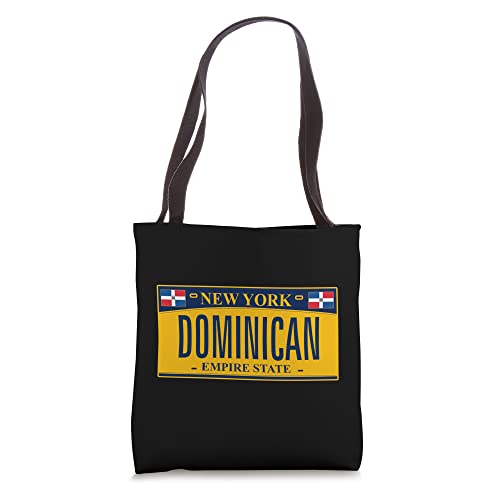 New York Dominican License Plate - Dominican Republic Flags Tote Bag