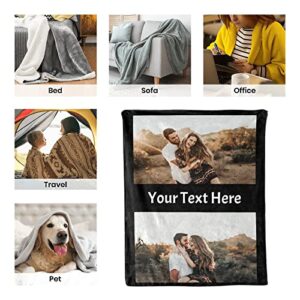 MIHANFA Custom Blanket with Photo Text Personalized I Love You Couples Gifts for Boyfriend Girlfriend Wife Husband Birthday Anniversary Valentines Day Gifts for Him Her Men Women - 50x60 2 Photo