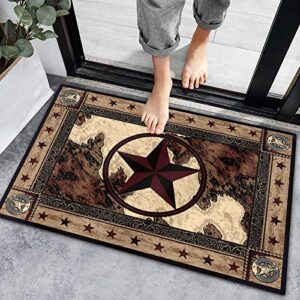 atsbh retro rustic stars door mat, non-slip bath rugs welcome entrance doormat thin floor mats vintage farm western map rug for front door bathroom kitchen entry decor20x32 inch