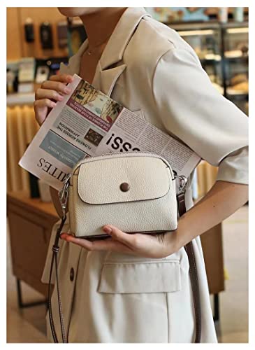 FUKUTAI Genuine Leather Crossbody Bag for Women - Shoulder Cross Body Handbags Purses Lightweight & Soft (White)