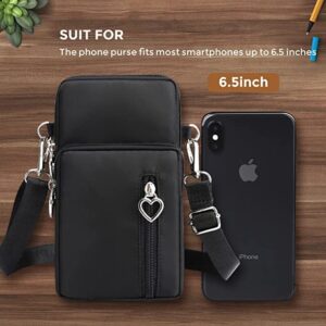 Small Crossbody Bags for Women, Black Waterproof Cell Phone Crossbody Wallet Purse Handbags Mens Gym Bags, Detachable Strap Multi Pocket Casual Outdoor Sling Designer Crossbody Bags for Women Unisex